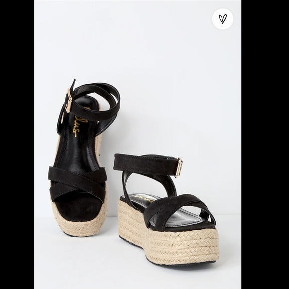 Lulus | Shoes | Lulus Black Suede Espadrille Platform Sandals | Poshmark